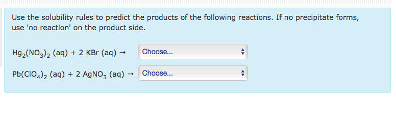 Solved Use the solubility rules to predict the products of | Chegg.com