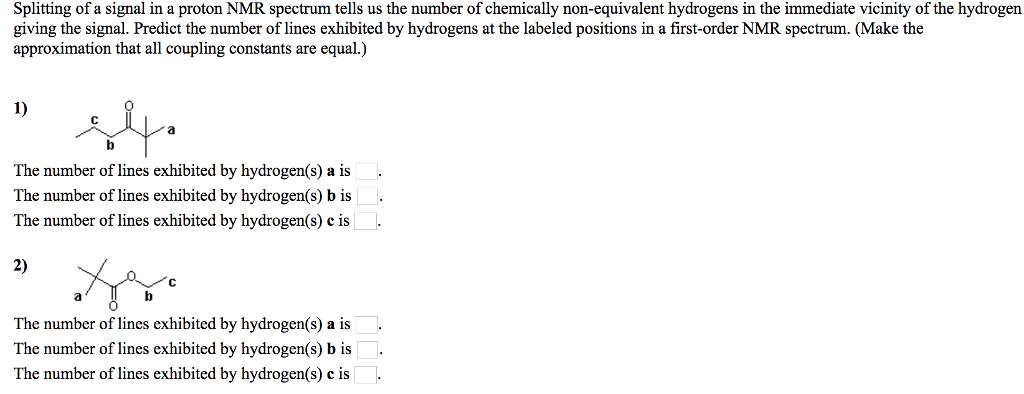 Solved Predict the number of lines exhibited by hydrogens at | Chegg.com