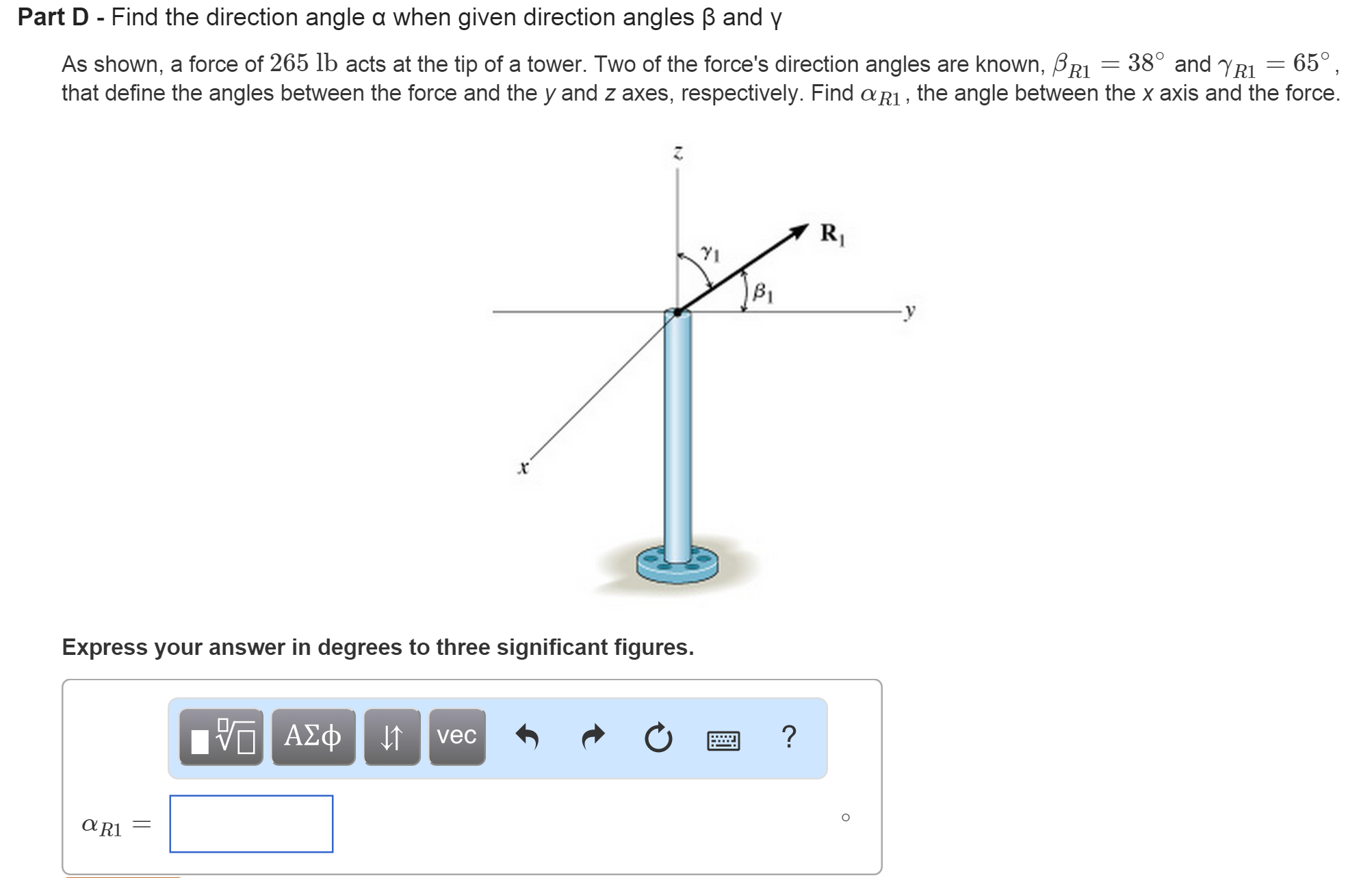 Solved Part D - Find the direction angle a when given | Chegg.com Solved Part D - Find the direction angle a when given | Chegg.com