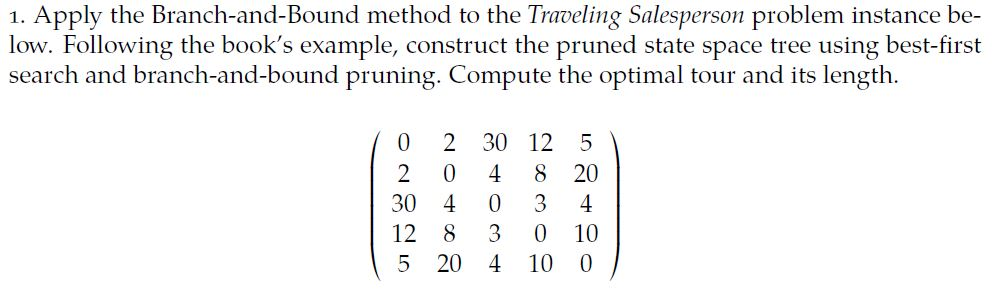 1. Apply the Branch-and-Bound method to the Traveling | Chegg.com