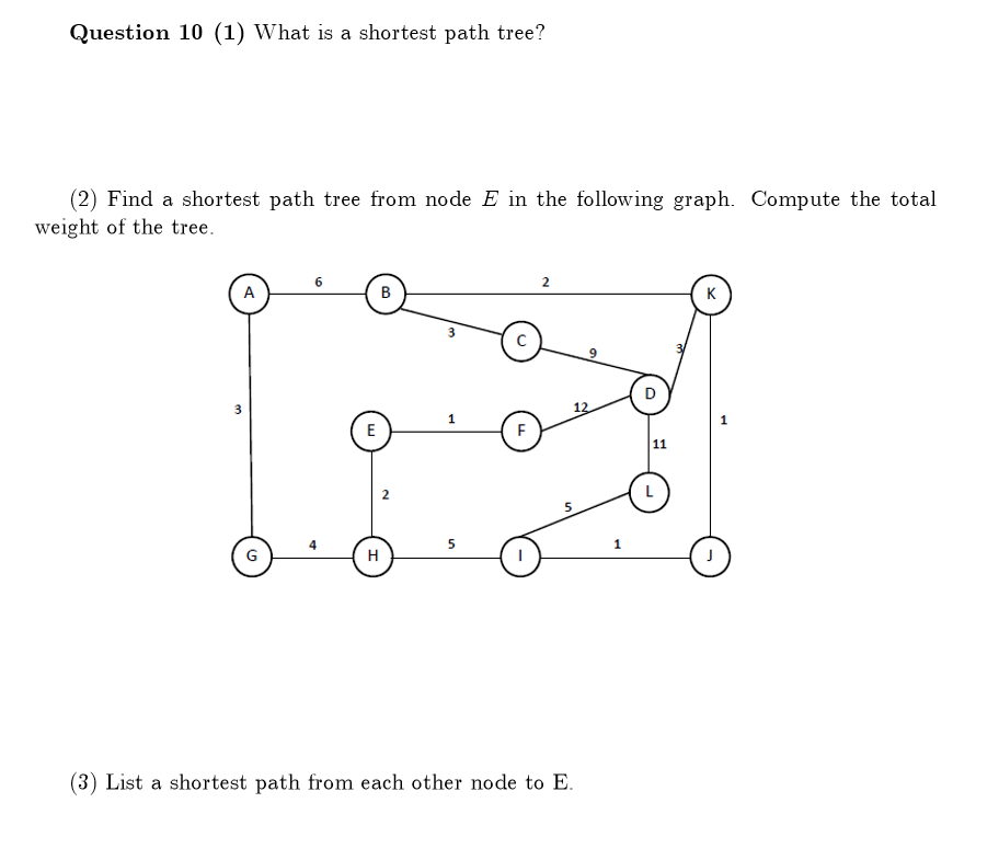 Solved What is a shortest path tree? Find a shortest path | Chegg.com