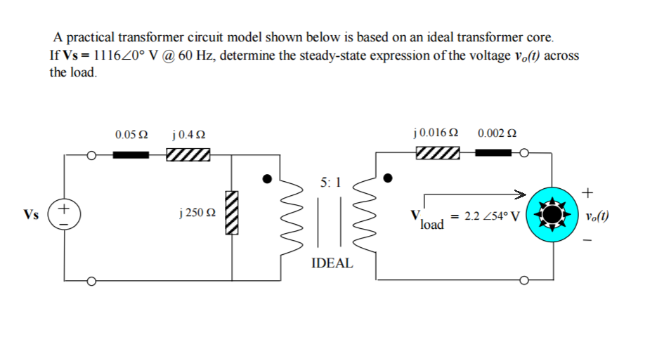 Solved A practical transformer circuit model shown below is | Chegg.com