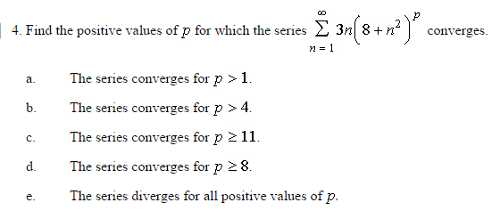 Solved Find the positive values of p for which the series | Chegg.com
