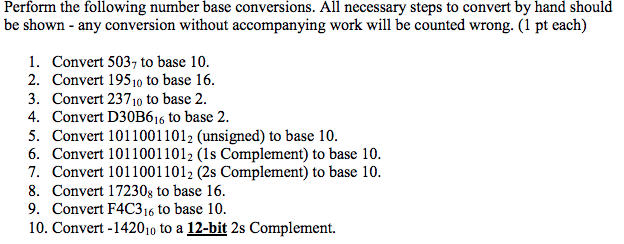 Perform the following number base conversions. All | Chegg.com Perform the following number base conversions. All | Chegg.com