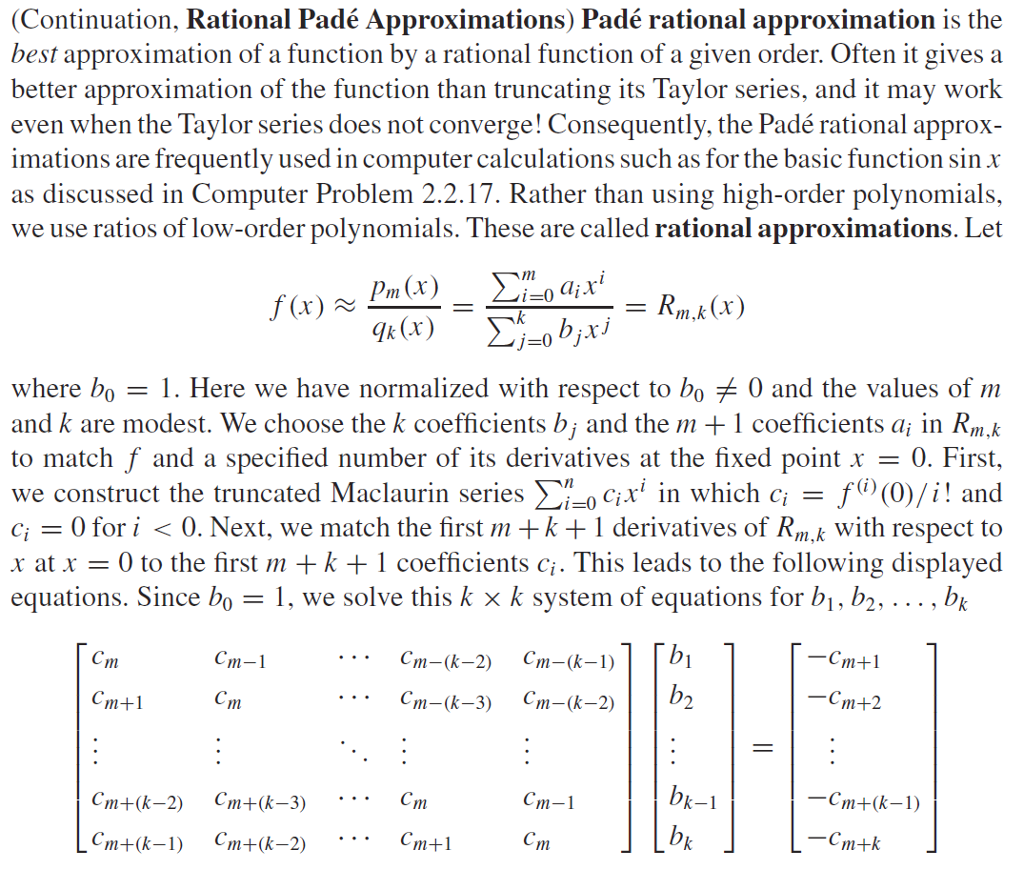 Solved (Continuation, Rational Padé Approximations) Padé | Chegg.com