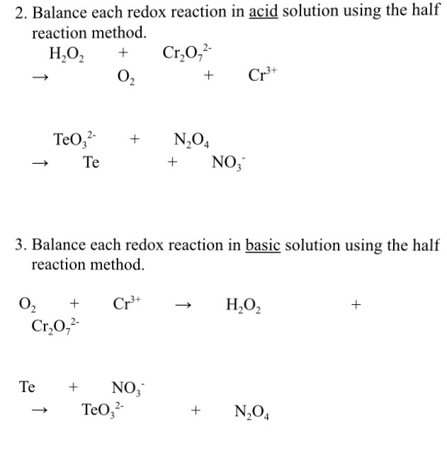 Solved Balance each redox reaction in acid solution using | Chegg.com Solved Balance each redox reaction in acid solution using | Chegg.com