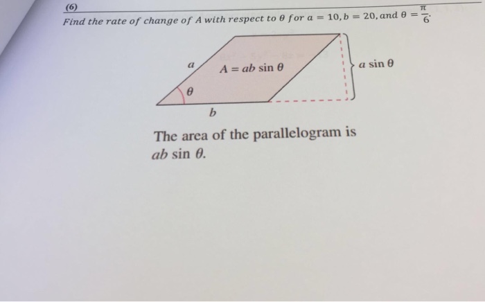 Solved Find the rate of change of A with respect to theta | Chegg.com