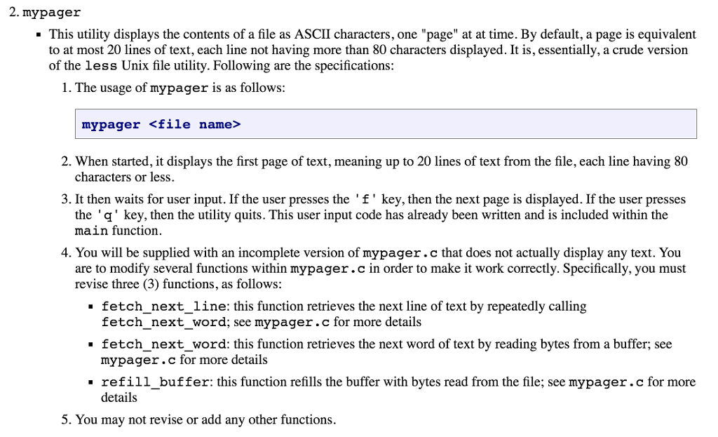 2. mypager This utility displays the contents of a | Chegg.com