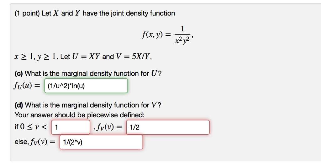 (1 point) Let X and Y have the joint density function | Chegg.com