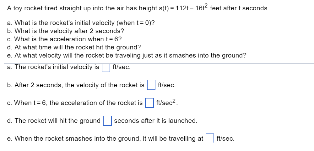 Solved A toy rocket fired straight up into the air has | Chegg.com