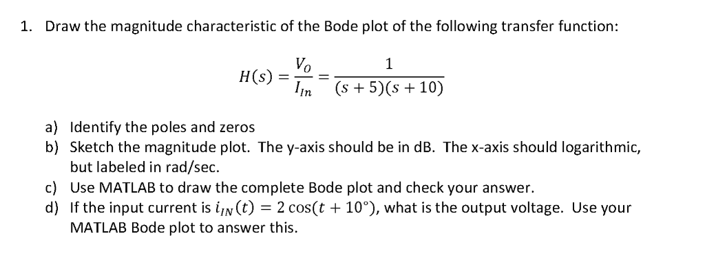 Solved 1. Draw the magnitude characteristic of the Bode plot | Chegg.com