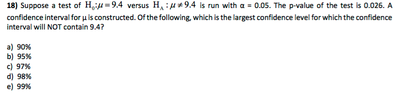 Solved Suppose a test of H_0: mu = 9.4 versus H_A: mu | Chegg.com