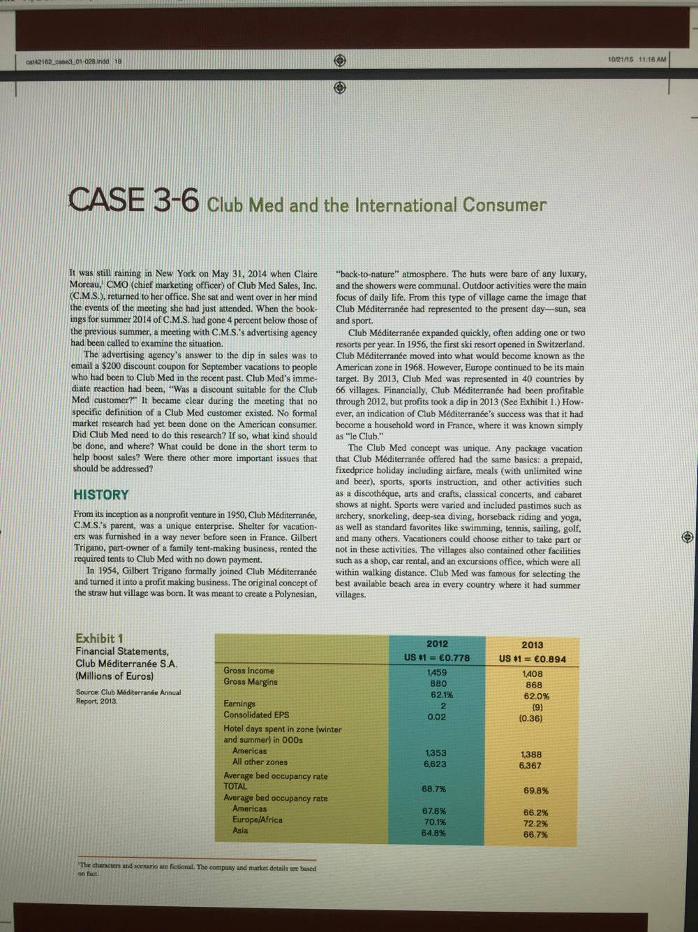 Solved 01 CASE 3-6 club Med and the International Consumer | Chegg.com