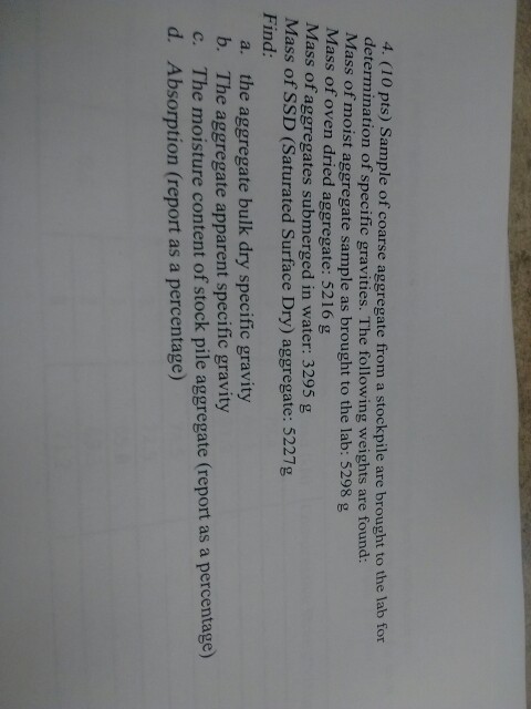 Solved 4. (10 pts) Sample of coarse aggregate from a | Chegg.com