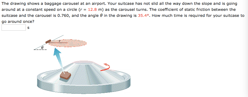 Solved The drawing shows a baggage carousel at an airport. | Chegg.com