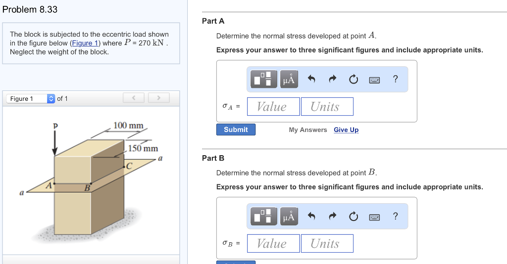 Solved The block is subjected to the eccentric load shown in | Chegg.com