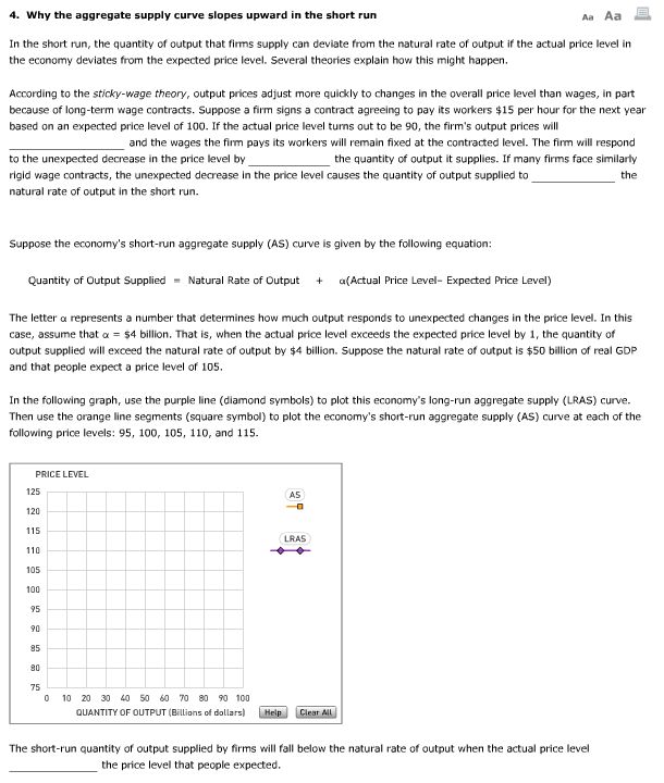 Solved Why the aggregate supply curve slopes upward in the | Chegg.com