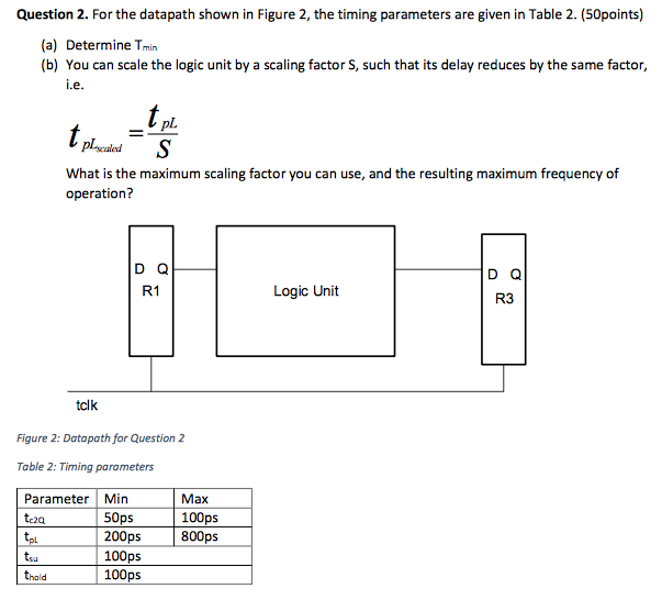 Solved Question 2. For the datapath shown in Figure 2, the | Chegg.com