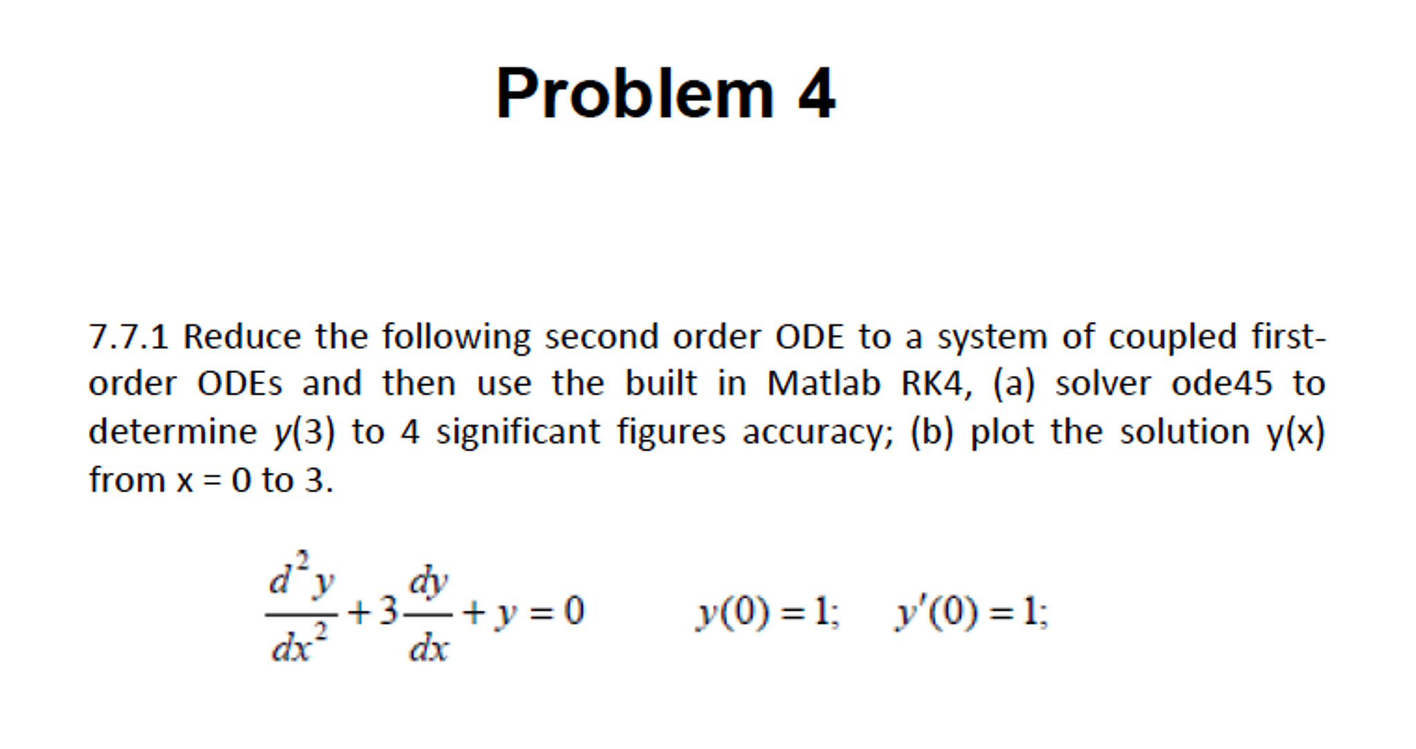 Reduce the following second order ODE to a system of | Chegg.com