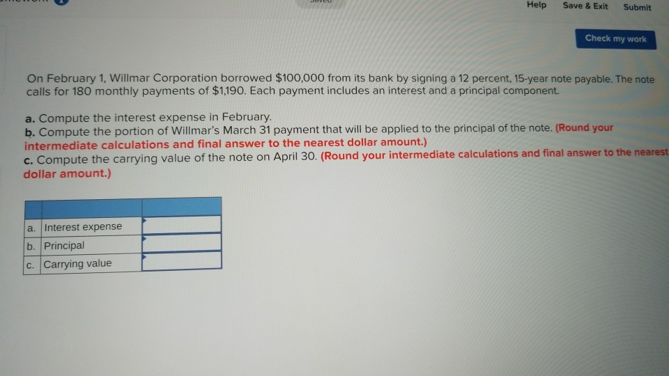 Solved Help Save & Exit Submit Check my work On February 1, | Chegg.com