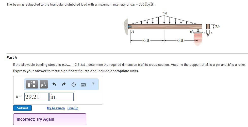 Solved The beam is subjected to the triangular distributed | Chegg.com