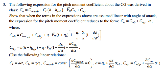 The following expression for the pitch moment | Chegg.com