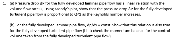 Solved Pressure drop Delta P for the fully developed laminar | Chegg.com