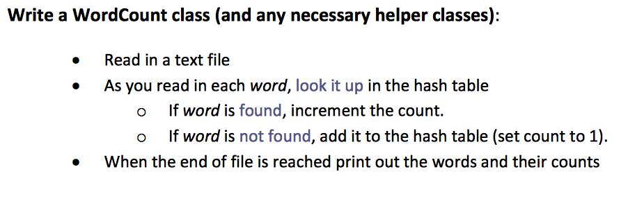 Solved Write a WordCount class (and any necessary helper | Chegg.com