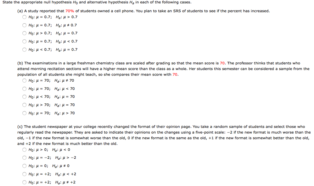 Solved State the appropriate null hypothesis H_0 and | Chegg.com