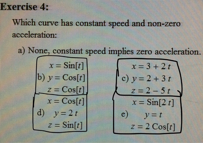 Solved Which curve has constant speed and non-zero | Chegg.com