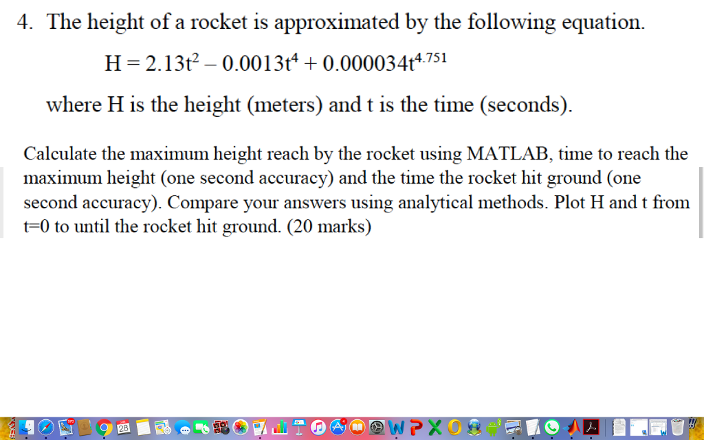 Solved 4. The height of a rocket is approximated by the | Chegg.com