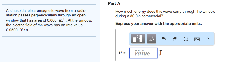 Solved Part A A sinusoidal electromagnetic wave from a radio | Chegg.com