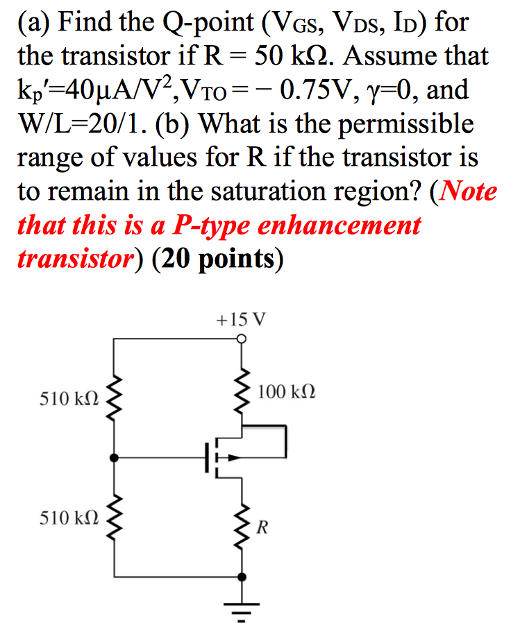 Solved Find the Q-point (V_GS, V_DS, I_D) for the transistor | Chegg.com