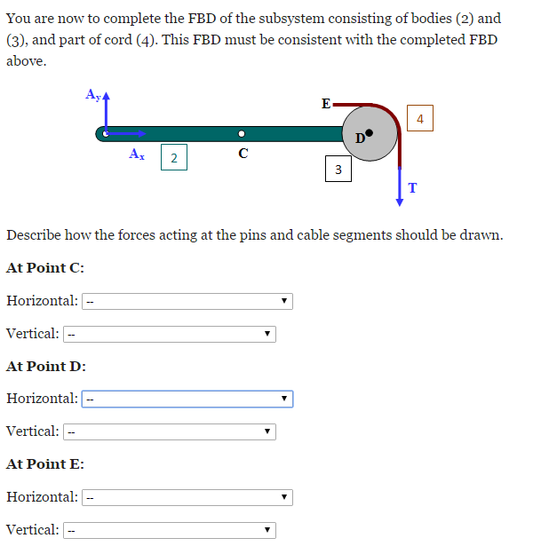 Solved Complete the FBD for horizontal the | Chegg.com