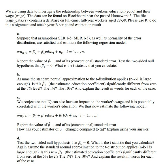 We are using data to investigate the relationship | Chegg.com