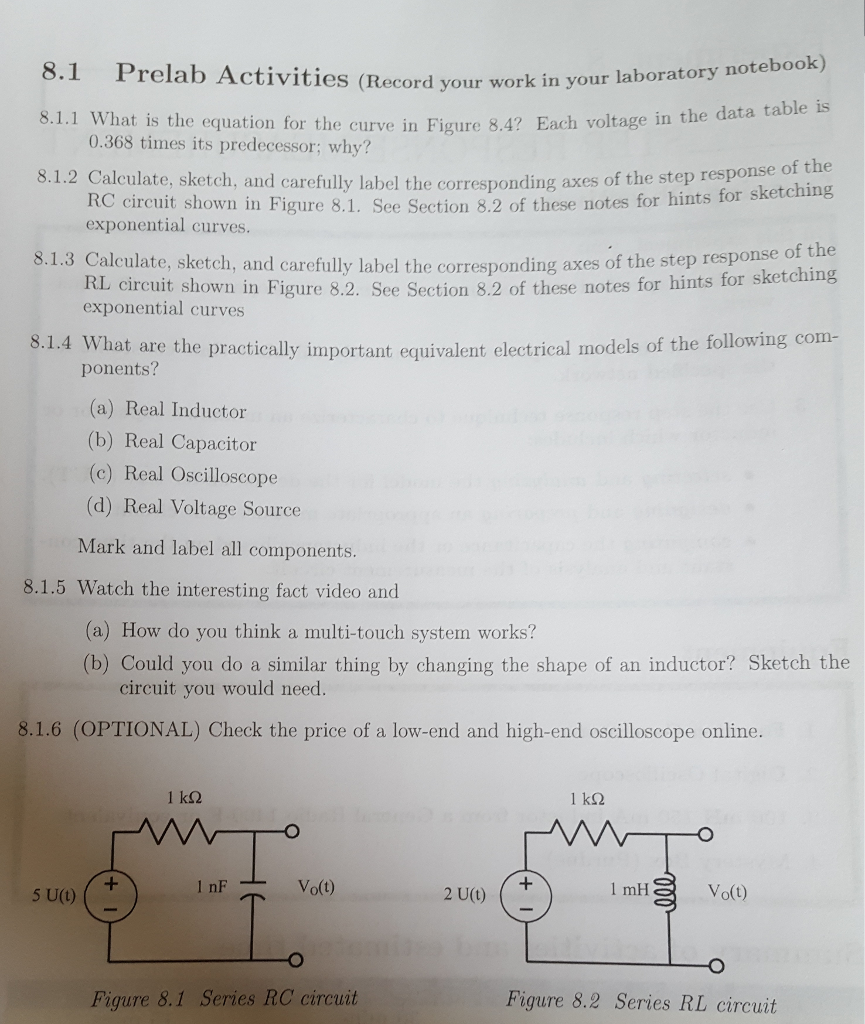 Solved 8.1 Prelab Activities laboratory notebook) (Record | Chegg.com