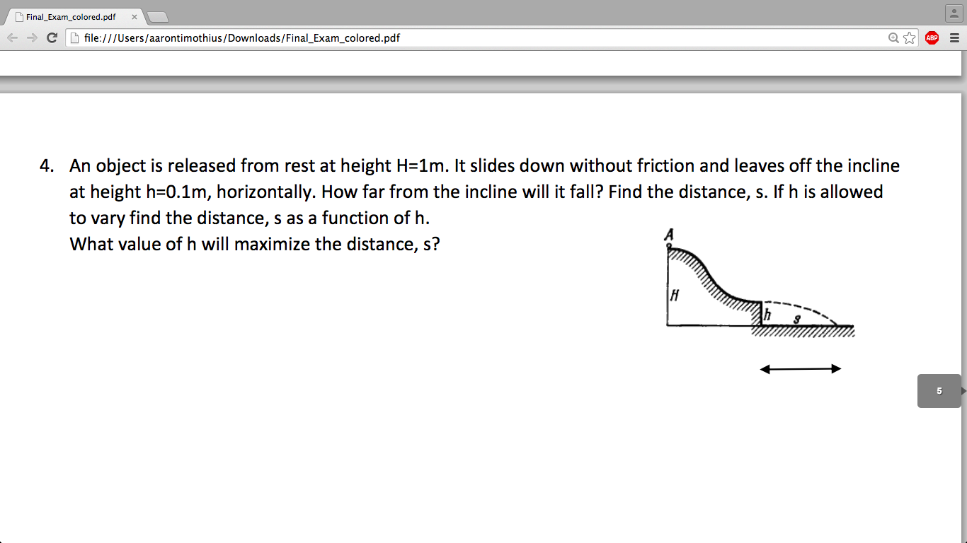 Solved 4. An object is released from rest at height H = | Chegg.com