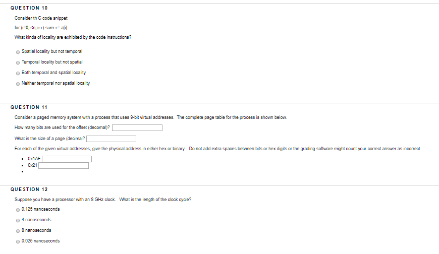 Solved QUE STION 5 We have a memory scheme that uses 10-bit | Chegg.com