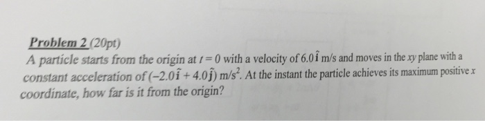 Solved A particle starts from the origin at t = 0 with a | Chegg.com