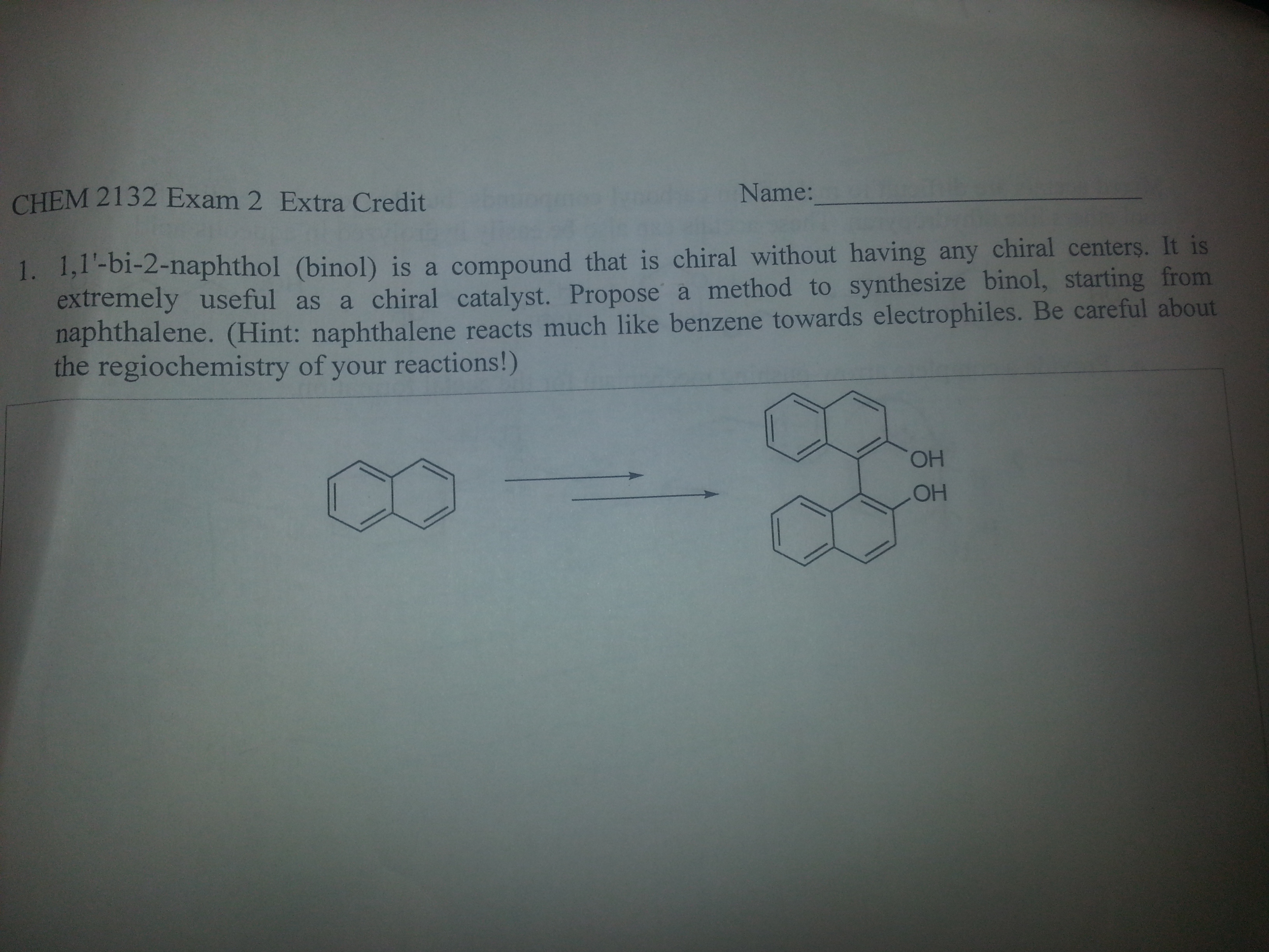 Solved 1,1'-bi-2-naphthol (binol) is a compound that is | Chegg.com