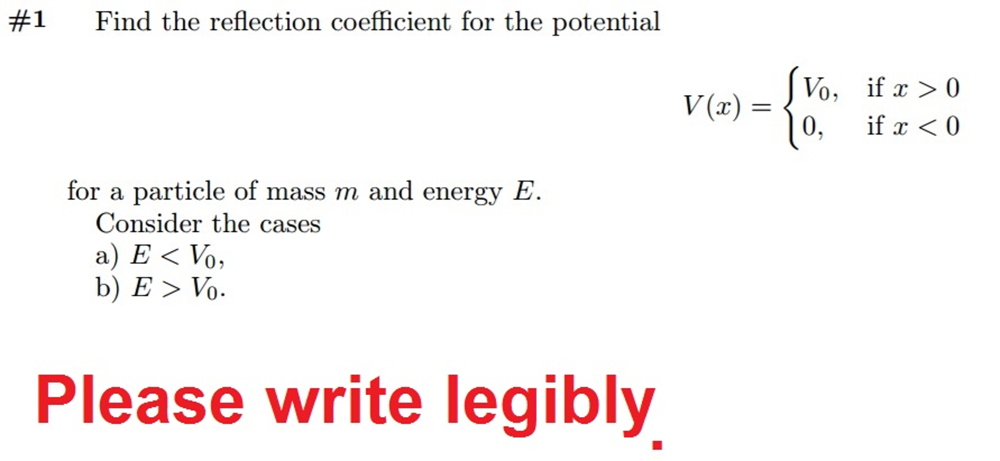Solved Find the reflection coefficient for the potential V | Chegg.com