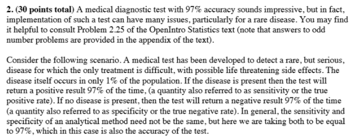 Solved 2.30 points total) A medical diagnostic test with 97% | Chegg.com