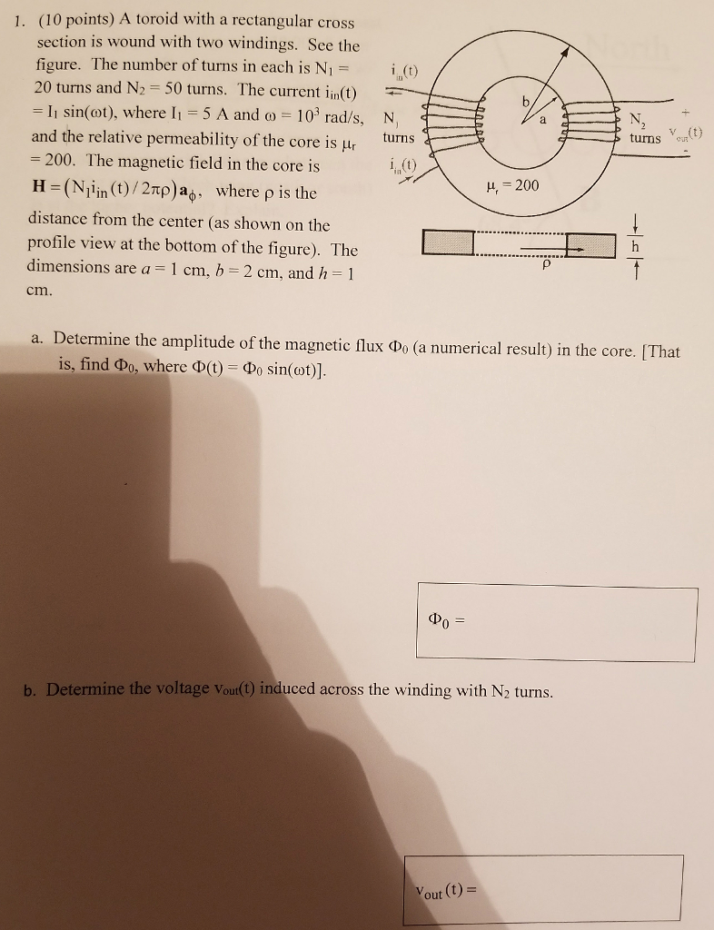 Solved A toroid with a rectangular cross section is wound | Chegg.com