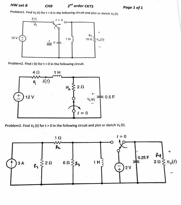 Problem 1 Find V0 T For T 0 In The Following 8802