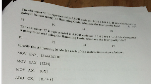 Solved The character B is represented is ASCH code as: 0 1 0 | Chegg.com