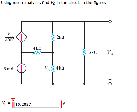 Solved Using mesh analysis, find Vo in the circuit in the | Chegg.com