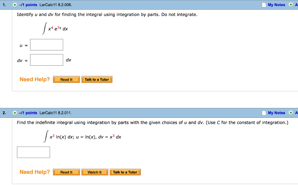 Solved Identify u and dv for finding the integral using | Chegg.com
