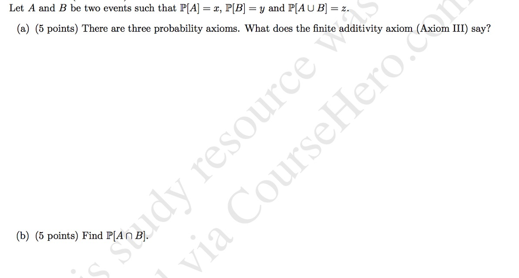 Solved Let A and B be two events such that PA = z, P[BI-, | Chegg.com