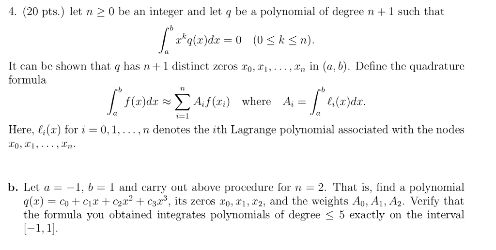 Solved 4. (20 pts.) let n 2 0 be an integer and let q be a | Chegg.com
