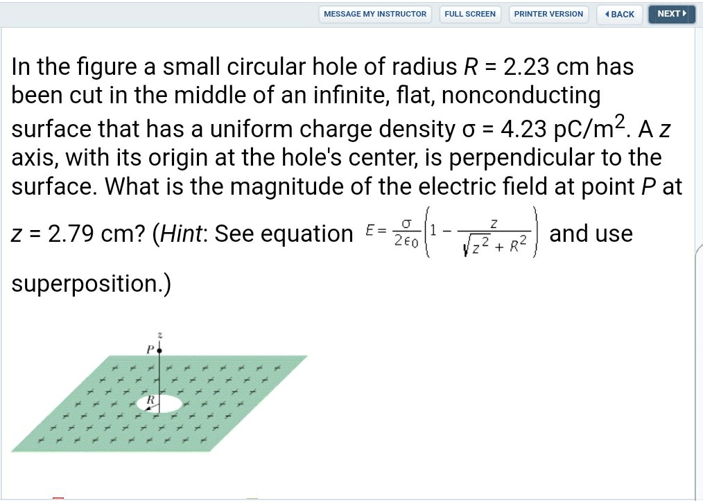 Solved In the figure a small circular hole of radius R = | Chegg.com